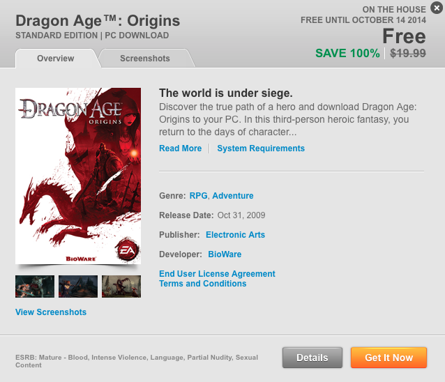 Dragon Age: Origins Now Free on Origin - GameRevolution