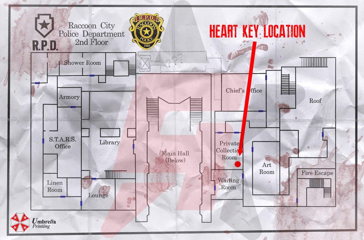 Resident Evil 2 Heart Key location and Heart Key doors - GameRevolution