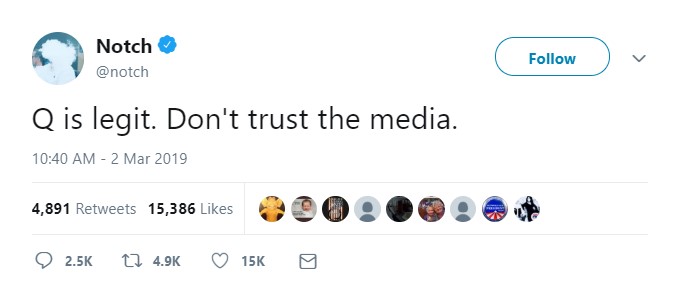 Minecraft creator Notch says QAnon conspiracy theory is 'legit ...