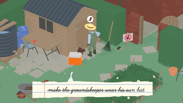 Untitled Goose Game | How to make the groundskeeper wear his sun hat ...