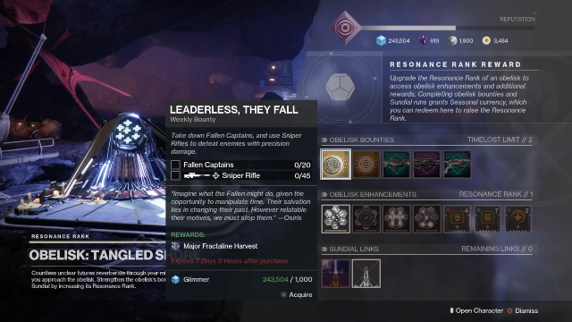Destiny 2 Obelisk Guide | Resonance Rank, Polarized Fractaline ...
