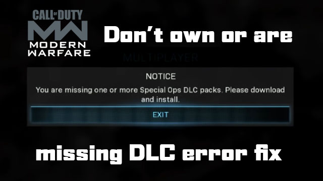 Modern Warfare 'Missing DLC Packs' Error | 'You do not own the DLC pack' fix - GameRevolution