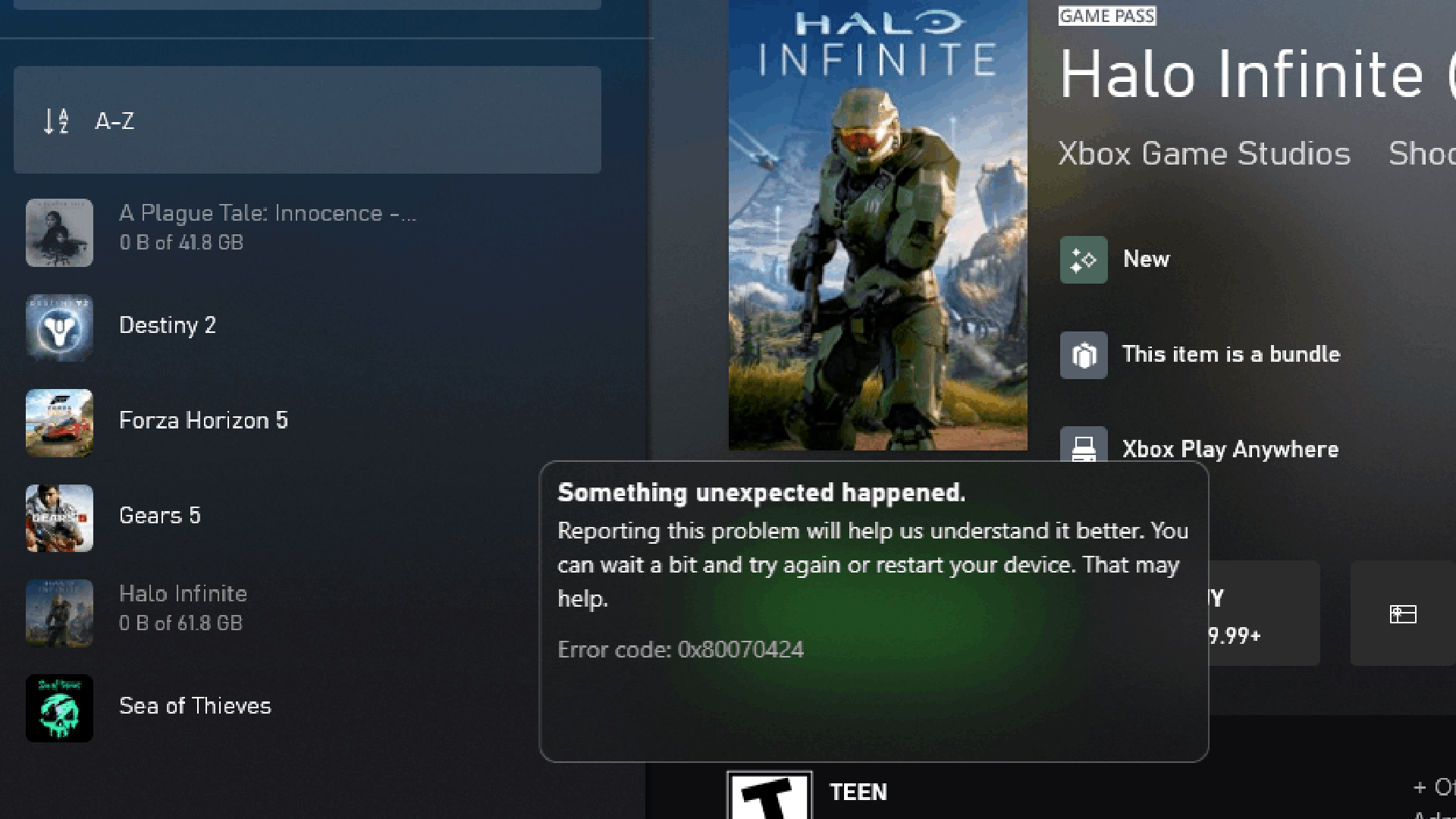 Halo Infinite PC Error Code 0x80070424: Xbox app not downloading fix ...