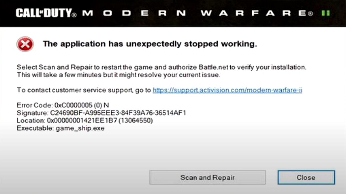 Modern Warfare 2 (MW2) ‘Application Has Unexpectedly Stopped Working’ Fix - GameRevolution