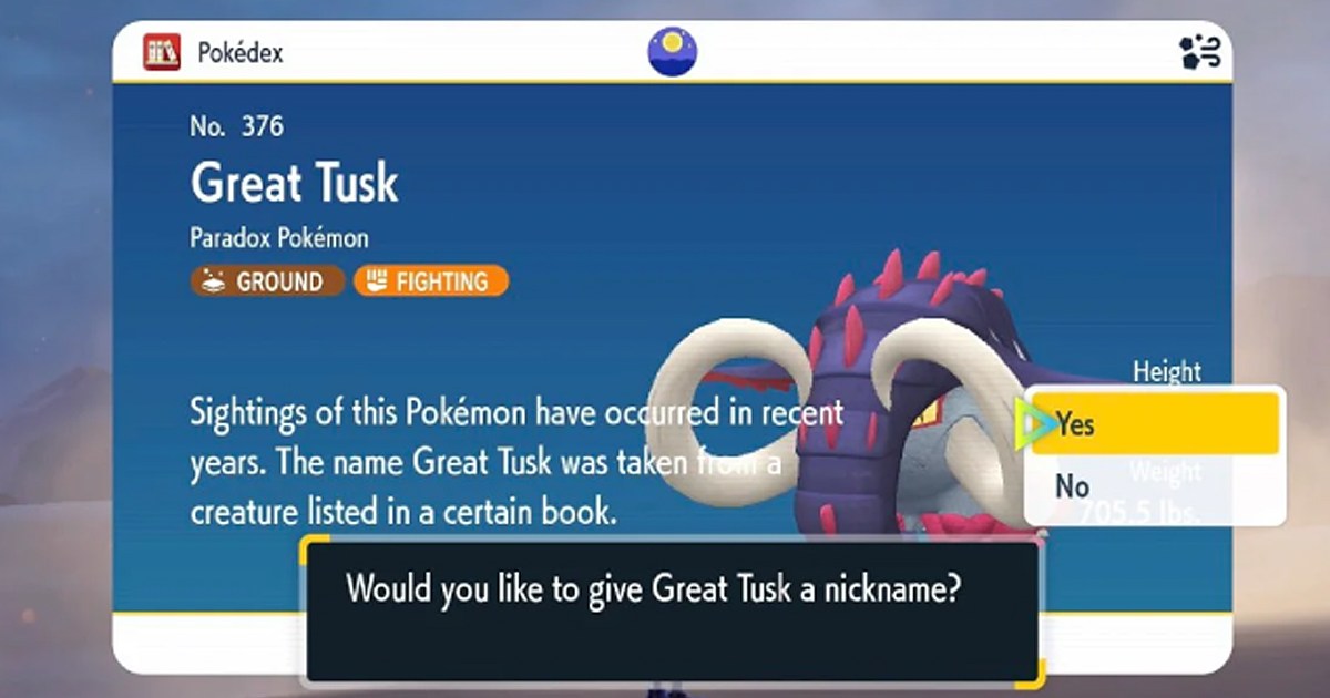 Pokemon Scarlet and Violet: How to Catch Great Tusk Titan - GameRevolution