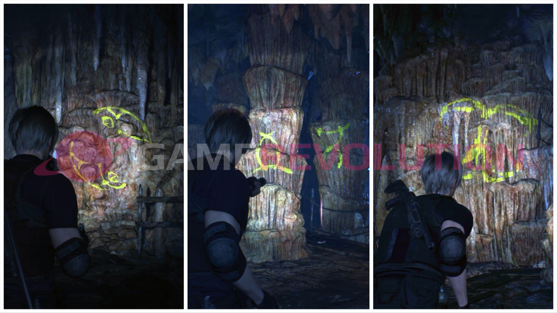 Resident Evil 4 Remake Large Cave Shrine Code Symbol Locations - GameRevolution
