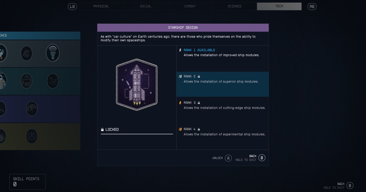 Starfield Unique Ship Modules: How to Complete Starship Design Skill ...
