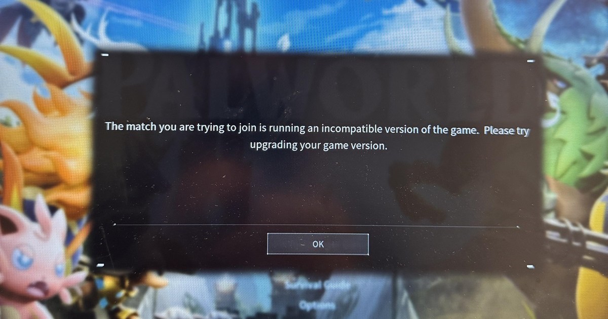 Palworld The Match You Are Trying To Join Is Running An Incompatible